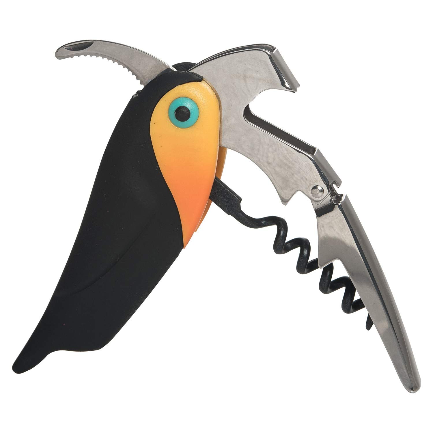 Beachcombers 4" Steel Toucan Waiters Corkscrew Yellow