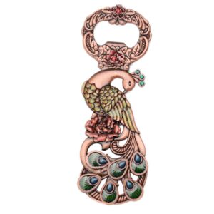 WOIWO 1 PCS European Style Composite Gold Rose Peacock Tin Wine Driver Fashion Creative Magnet Beer Bottle Opener