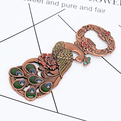 WOIWO 1 PCS European Style Composite Gold Rose Peacock Tin Wine Driver Fashion Creative Magnet Beer Bottle Opener