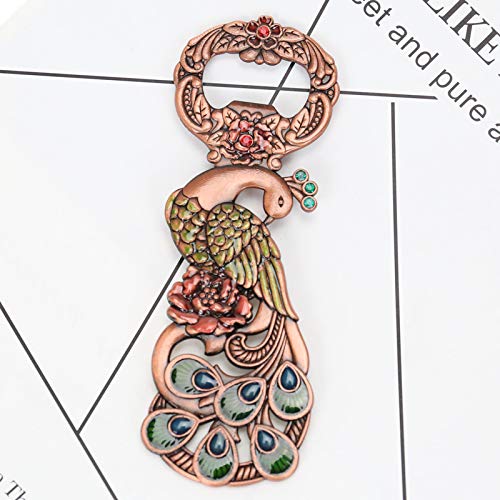 WOIWO 1 PCS European Style Composite Gold Rose Peacock Tin Wine Driver Fashion Creative Magnet Beer Bottle Opener