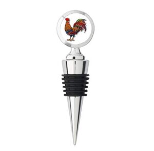 colorful rooster metal steel bottle stopper winestopper