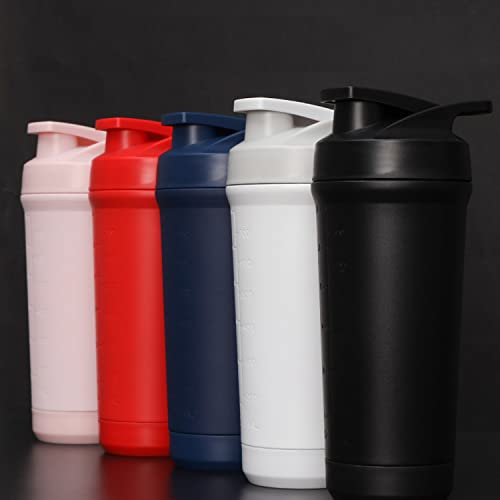 ComfyoneCHP Detachable Bottom Stainless Steel Water Bottle Protein Mixing Shaker Tumbler Removal Ball Easy Clean Leak-Proof Blender Cup 28oz (800ml) for Gym (Red)