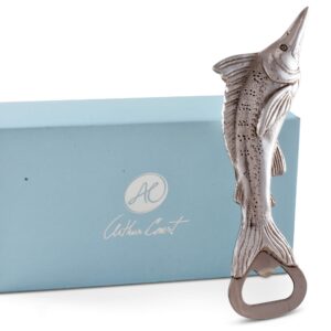 Arthur Court Designs Aluminum Marlin Fish Bottle Opener Fisherman Gift Coastal Barware 7 inch Long