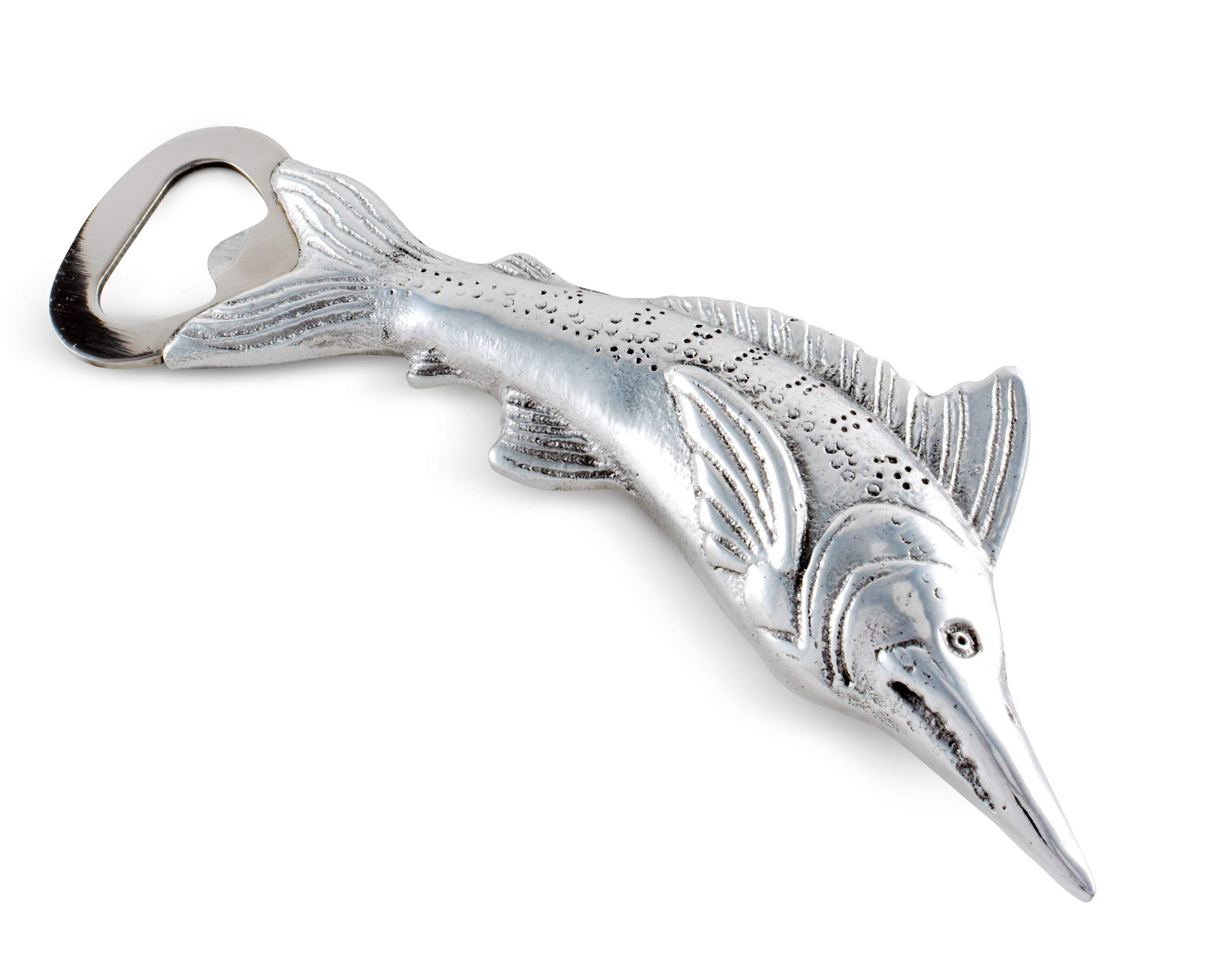 Arthur Court Designs Aluminum Marlin Fish Bottle Opener Fisherman Gift Coastal Barware 7 inch Long