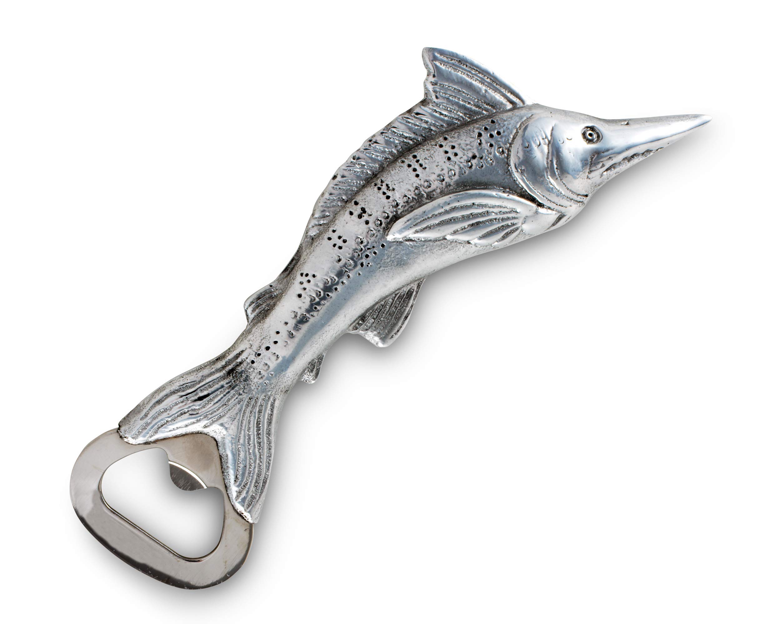 Arthur Court Designs Aluminum Marlin Fish Bottle Opener Fisherman Gift Coastal Barware 7 inch Long