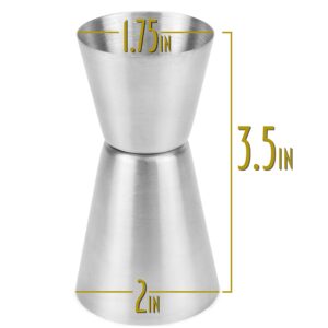 Stainless Steel Double Cocktail Jigger for Bar, Restaurant or Home - 1oz & 2oz by Cocktailor