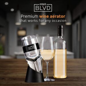 Wine Aerator with Vertical Display Stand by M&R Blvd. - 100% BPA Free - Premium Handheld Decanter Pourer Spout for Red, White, and Sweet Wines - Wine Gift Set for Wine Lovers and Aficionados