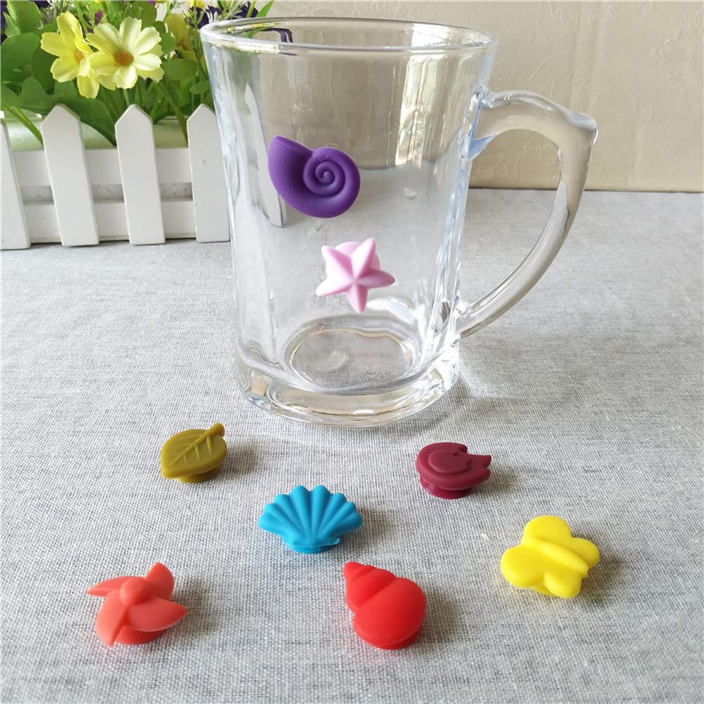 Practical 8pcs Silicone Wine Glass Marker Cute Wine Identifier Charms Suction Cup Drinking Cup Sign (8 Colors)