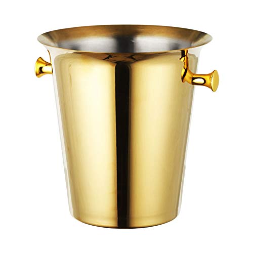 Champagne Bucket with Carry Handles Gold Plated Stainless Steel Ice Bucket for Parties