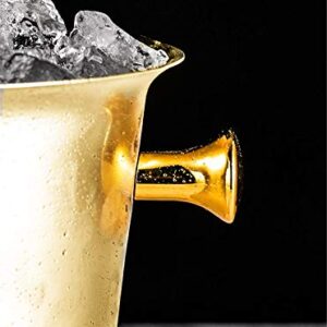 Champagne Bucket with Carry Handles Gold Plated Stainless Steel Ice Bucket for Parties