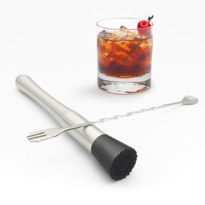 LNYFOUG 10 Inch Stainless Steel Cocktail Muddler and Mixing Spoon Ideal Home Bar Bartender’s Tool Sets for Mojito and Other Fruit Drinks