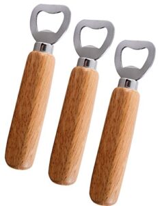 mini skater 3pcs wooden handle stainless steel beer bottle opener engraved smooth rubber wood drinks bottle cap opener for home party bar bartenders