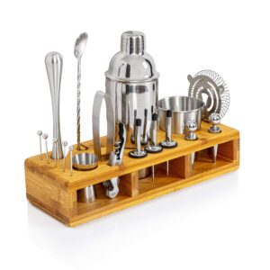 maxam 24 piece bartender set - cocktail shaker, muddler, liquor mixing kit, bar tools