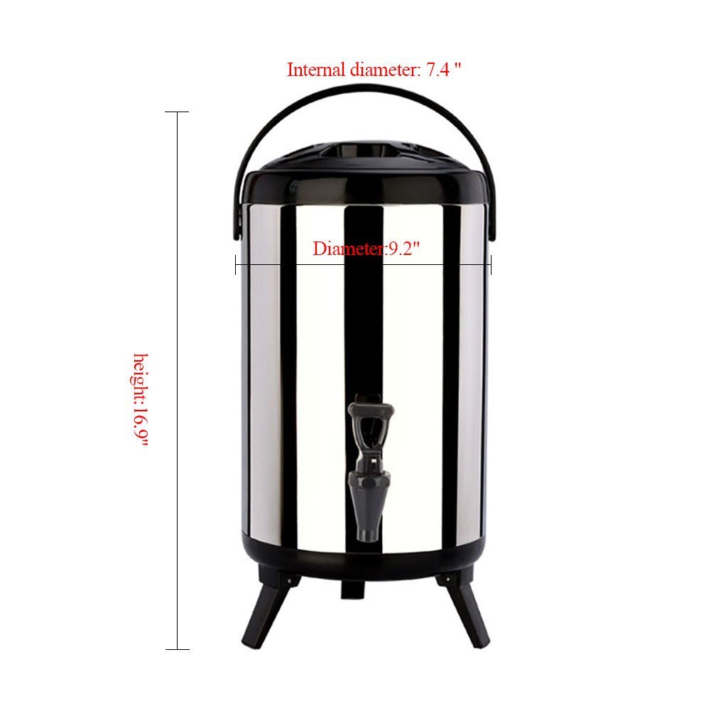 Stainless Steel Insulated Barrel Double Walled Beverage Dispenser with Spigot Keep Hot Water Milk Tea Coffee Juice, Home Party Use 1.59 Gallon