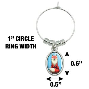 GRAPHICS & MORE Fox on Tree Stump Wine Glass Oval Charm Drink Marker