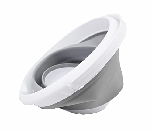 SAMMART 8.5L (2.2 Gallon) Collapsible Plastic Bucket - Foldable Round Tub - Portable Fishing Water Pail - Space Saving Outdoor Waterpot. Size 31cm Dia (White/Grey, 1)