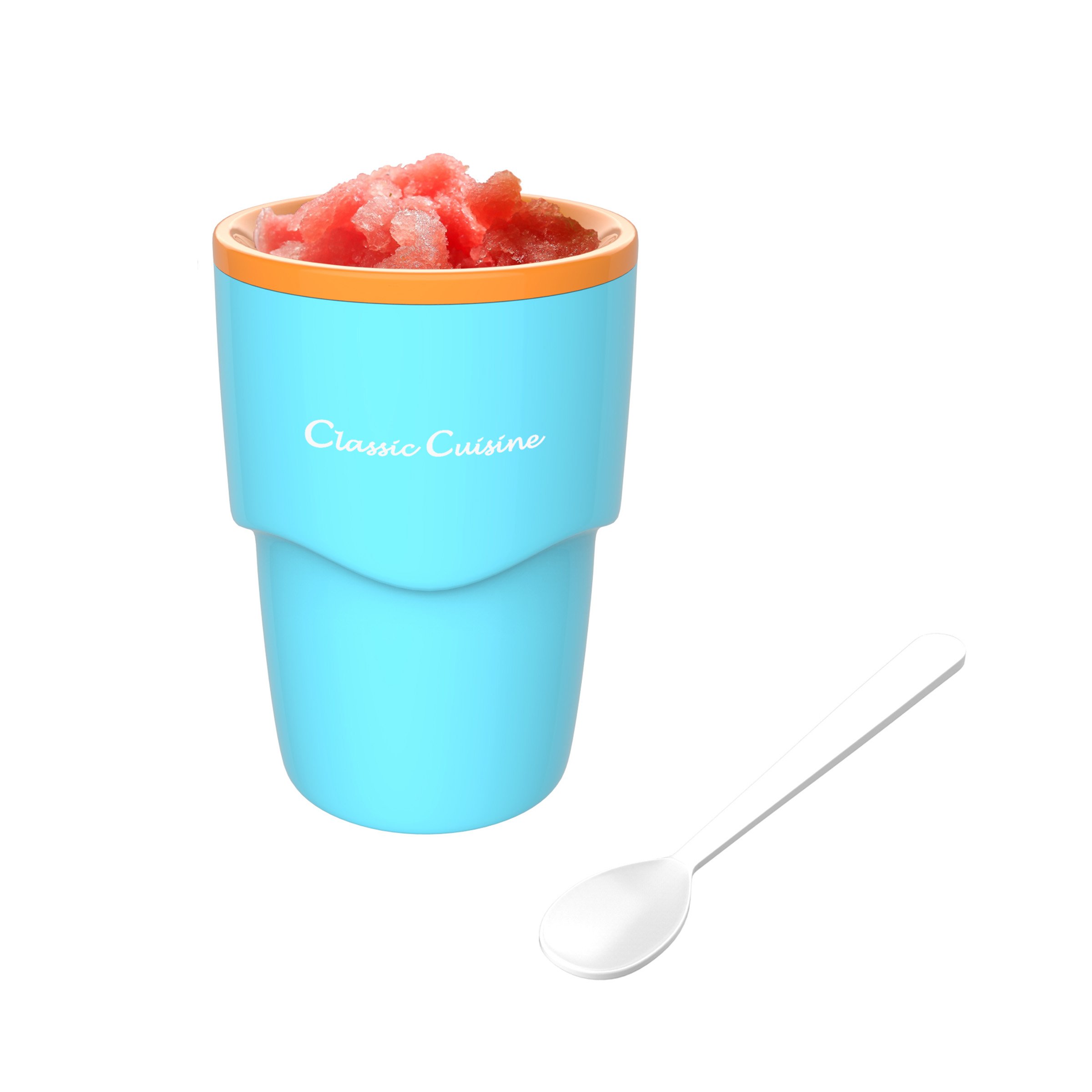 Slushy Maker-Single Serving Frozen Treat Cup for Easy to Make Homemade Slushes, Milkshakes, Smoothies, Cocktails, and More by Classic Cuisine (Blue)