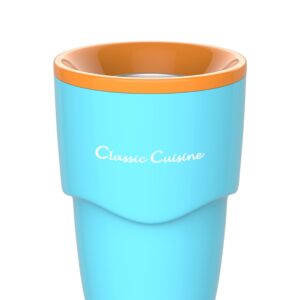 Slushy Maker-Single Serving Frozen Treat Cup for Easy to Make Homemade Slushes, Milkshakes, Smoothies, Cocktails, and More by Classic Cuisine (Blue)