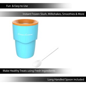 Slushy Maker-Single Serving Frozen Treat Cup for Easy to Make Homemade Slushes, Milkshakes, Smoothies, Cocktails, and More by Classic Cuisine (Blue)