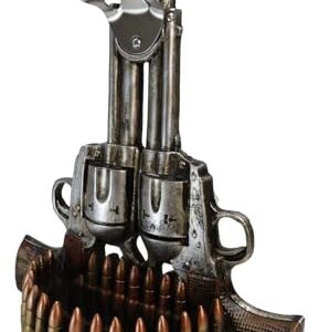 Ebros Gift Rustic Western Cowboy Outlaw Dual Revolver Pistols Guns Wall Mounted Bottle Cap Opener With Bullet Shells Casings Catcher Basin Wild West Country Themed Decorative Accent