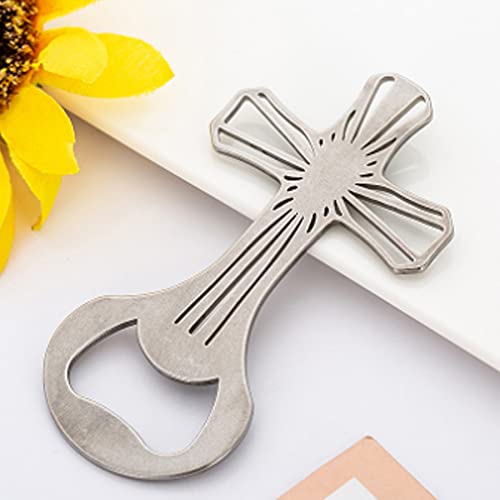 ARFUKA Bottle Opener Cross Shape Opener Beer Bottle Opener Soda Beverage Bottle Opener Bar Kitchen Tool Gift for Wedding Christmas Birthday Silver