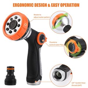 ATITOFE Hose Nozzle Sprayer Garden Hose Nozzle Water Hose Nozzle High Pressure Nozzle for Hose Heavy Duty Hose Spray Nozzle Thumb Control No le Orange