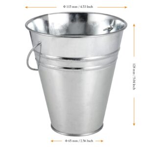 MUKCHAP 24 Pack Galvanized Planter Bucket with Handle, 4.5" W x 5" H Small Metal Flower Plant Pot Bucket for Storage, Decoration,Planting, Holding Dry Flower