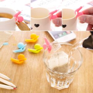 15 Pcs Snail Shape Silicone Tea Bag Holder with 2 Pcs Stainless Steel Tea Bag Squeezer Sugar Tongs, SourceTon Mug Candy Colors Tea Bag Holder Drink Marks & Tea Bag Tongs Strainer Grip