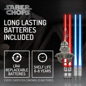 Lightsaber Chopsticks Light Up Star Wars LED Reusable Red & Blue 2 PAIRS FREE Darth Vader Keychain Bottle Opener