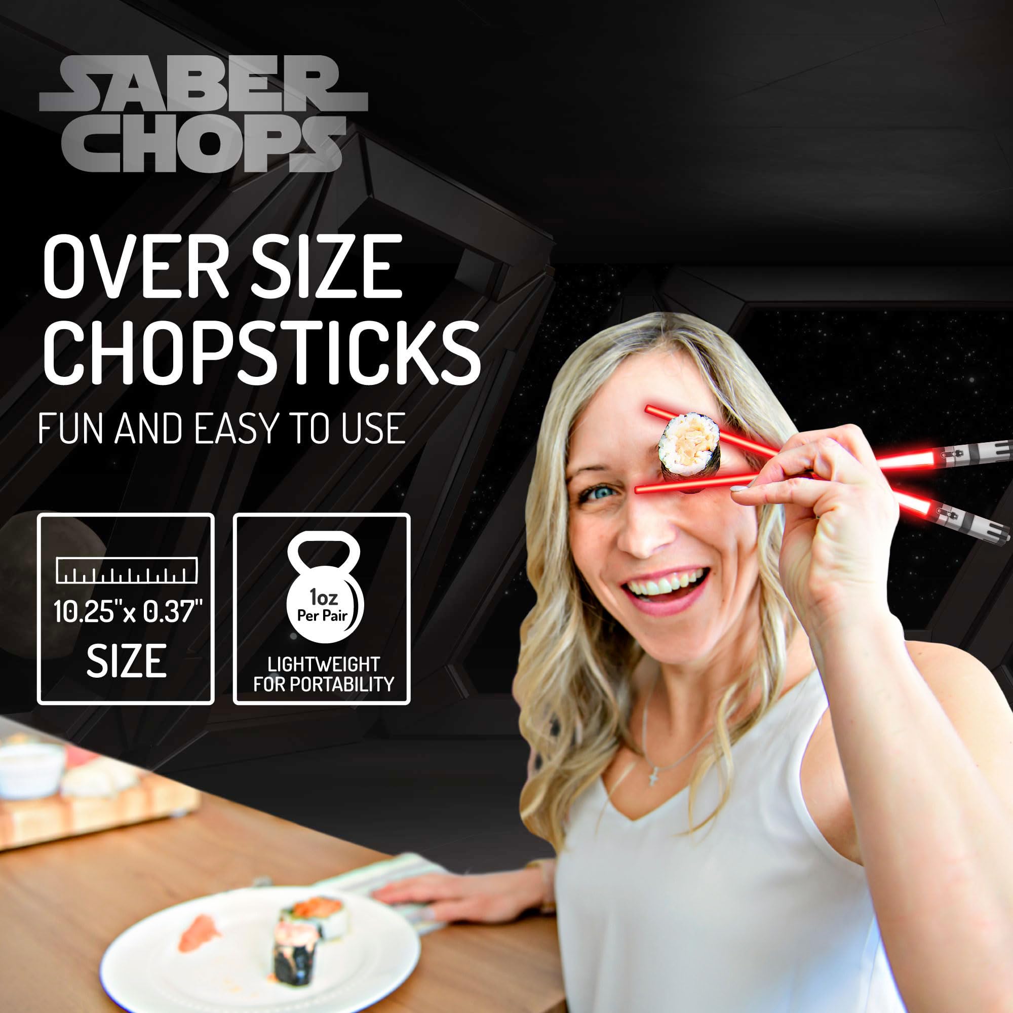 Lightsaber Chopsticks Light Up Star Wars LED Reusable Red & Blue 2 PAIRS FREE Darth Vader Keychain Bottle Opener