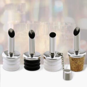 Cabilock Pour Spouts Oil Bottle Oil Dispenser Spout 5pcs Stainless Steel Oil Pourers Spout Oil Dispenser Bottle Spouts with Covers for Pours Vinegar Wine Random Color Pour Spouts