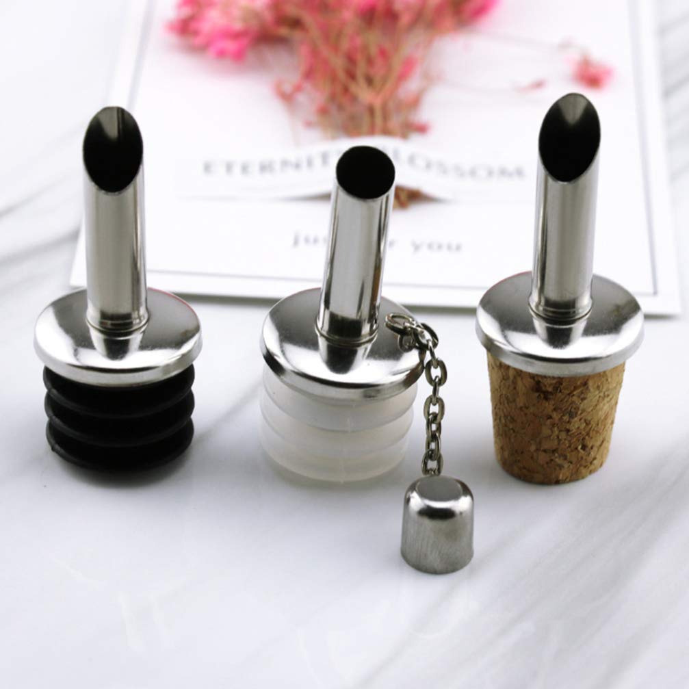 Cabilock Pour Spouts Oil Bottle Oil Dispenser Spout 5pcs Stainless Steel Oil Pourers Spout Oil Dispenser Bottle Spouts with Covers for Pours Vinegar Wine Random Color Pour Spouts