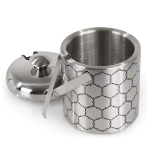 Stainless Steel Ice Bucket With Ice Molecule Pattern | A Fun Way To Keep Your Ice Cold & Frozen | Includes Set Of Ice Tongs