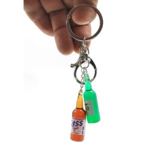 GARASANI Korean Soju and Beer Bottle Miniature Key Chain Key Ring Unique Bottle (Soju and Beer)