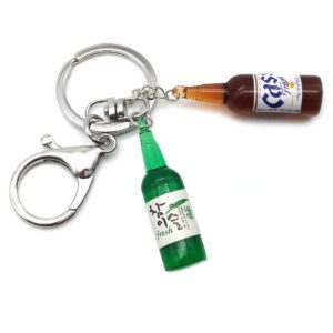 garasani korean soju and beer bottle miniature key chain key ring unique bottle (soju and beer)