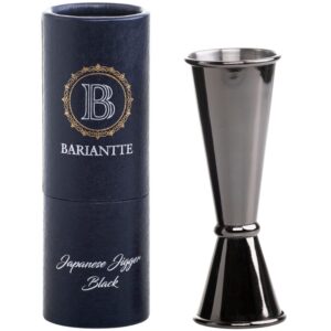 bariantte black cocktail jigger for bartending, double jigger 2 oz 1 oz, cocktail measuring cup shot measure jigger, bar japanese jigger with measurements inside, liquor measuring jigger