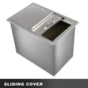 Drop in Ice Chest 18Lx12Wx14.5H Inch with Sliding Cover 304 Stainless Steel Drop in Cooler and Drop in Ice Bin for Cold Wine Beer