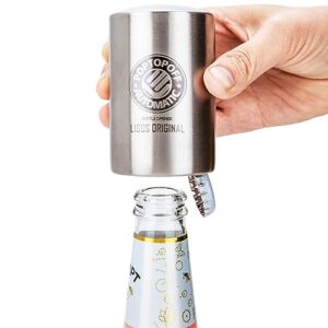 lisos automatic beer bottle opener, pop top push down magnetic bottle openers, soda cap remover, cool beer gifts & fun gadgets