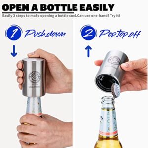 LISOS Automatic Beer Bottle Opener, Pop Top Push Down Magnetic Bottle Openers, Soda Cap Remover, Cool Beer Gifts & Fun Gadgets