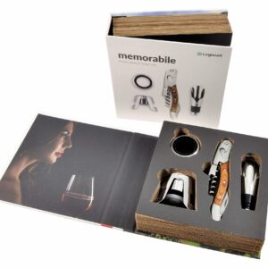 Legnoart Memorabile 4-Piece Professional Wine Set: Wine Opener, Champagne Stopper, Drip Collar, Wine Pourer