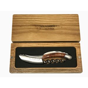 laguiole en aubrac sommelier waiter's corkscrew, briar root wood handle, wine opener with foil cutter & bottle opener