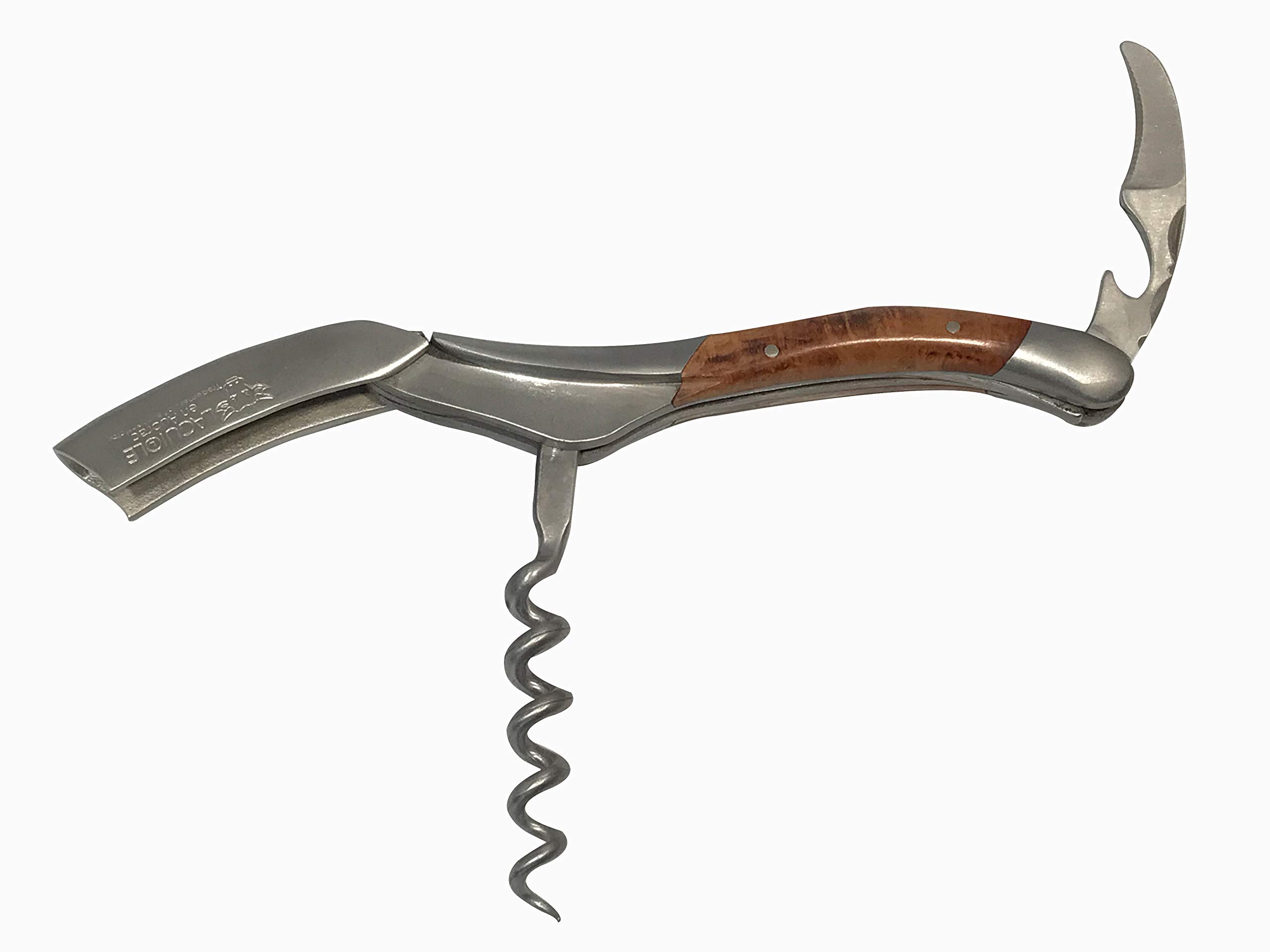 Laguiole En Aubrac Sommelier Waiter's Corkscrew, Briar Root Wood Handle, Wine Opener With Foil Cutter & Bottle Opener