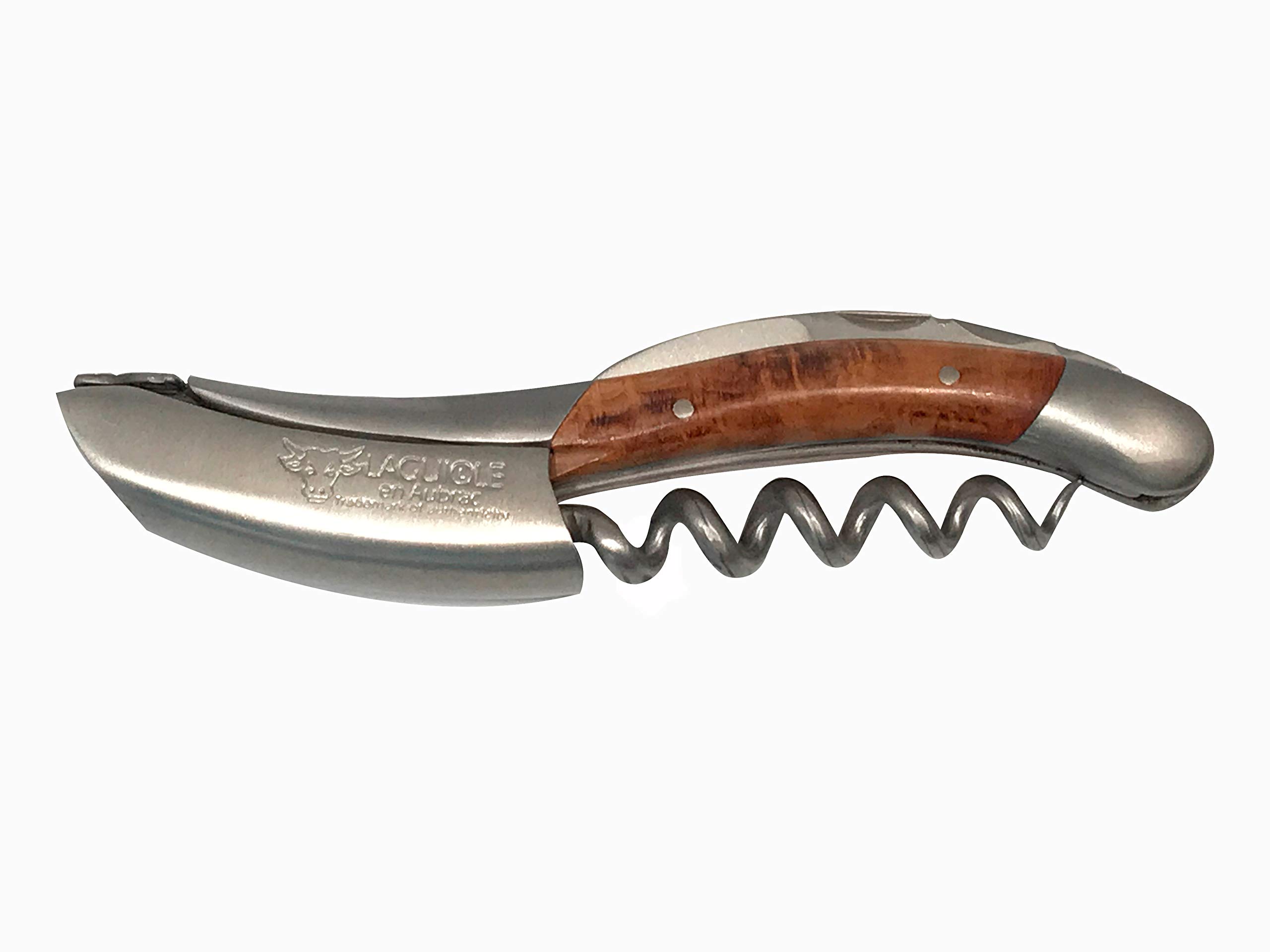 Laguiole En Aubrac Sommelier Waiter's Corkscrew, Briar Root Wood Handle, Wine Opener With Foil Cutter & Bottle Opener