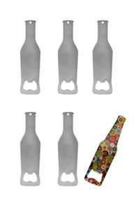 6 pcs. sublimation blanks grey steel bottle beer metal opener 6" x 1,5" heavy duty stainless steel flat for kitchen, bar o restaurant