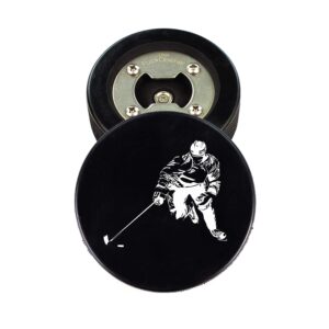 the puckopener - hockey puck bottle opener - skater