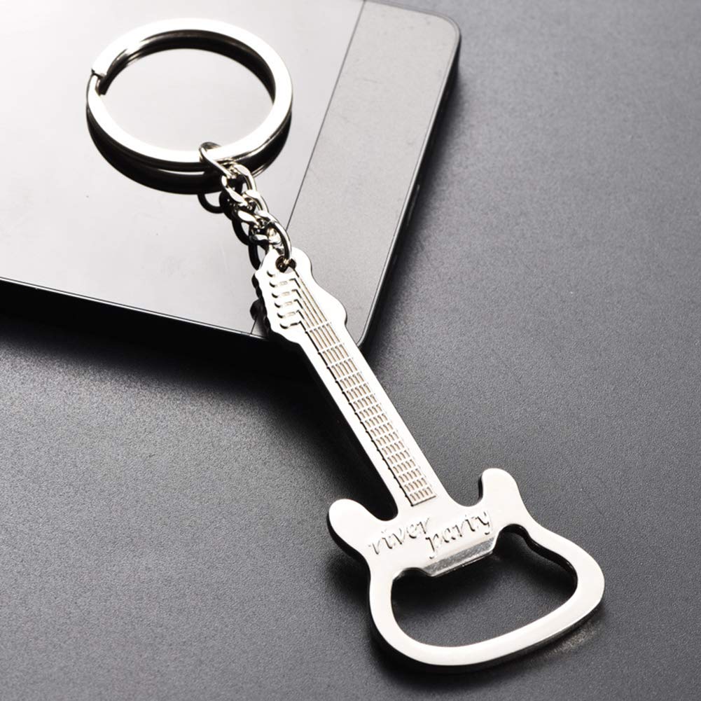 Beer Bottle Guitar Opener Keychain Creative Key Ring Beverage Openers Kitchen Accessories