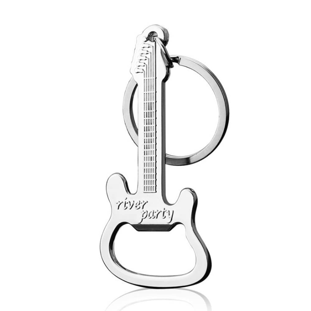 Beer Bottle Guitar Opener Keychain Creative Key Ring Beverage Openers Kitchen Accessories