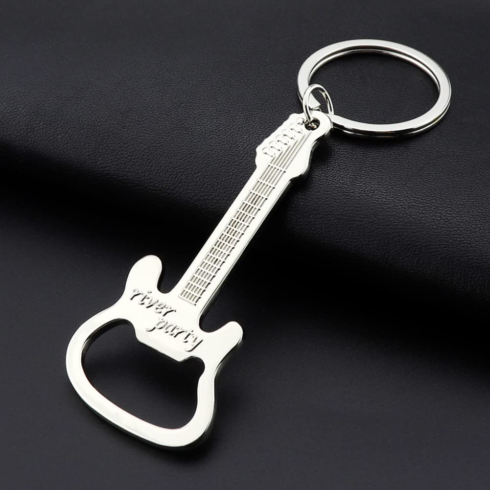 Beer Bottle Guitar Opener Keychain Creative Key Ring Beverage Openers Kitchen Accessories