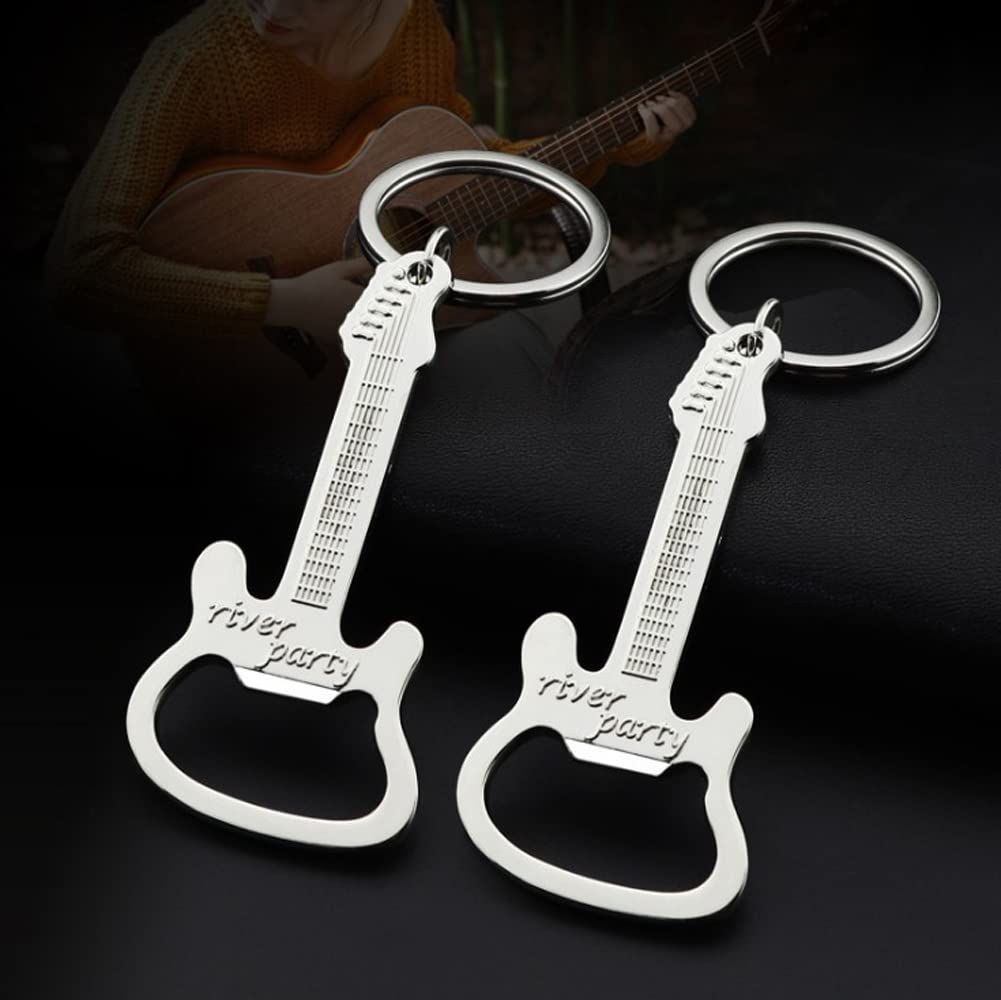 Beer Bottle Guitar Opener Keychain Creative Key Ring Beverage Openers Kitchen Accessories