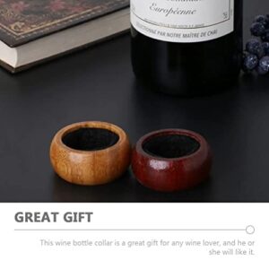 4pcs Wine Drip Rings Wooden Wine Bottle Collars Leakproof Ring Drip Stoppers Wine Stop Accessories for Wine Bottles Color 2